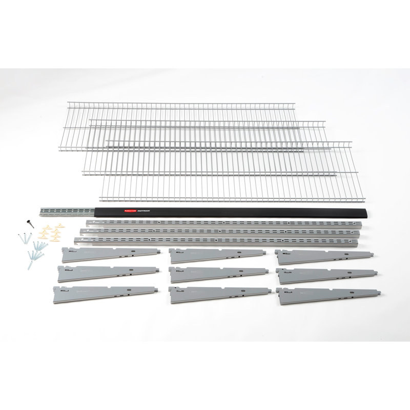 Rubbermaid Garage FastTrack Rail Shelf Kit, 16-Piece, Black | Wayfair